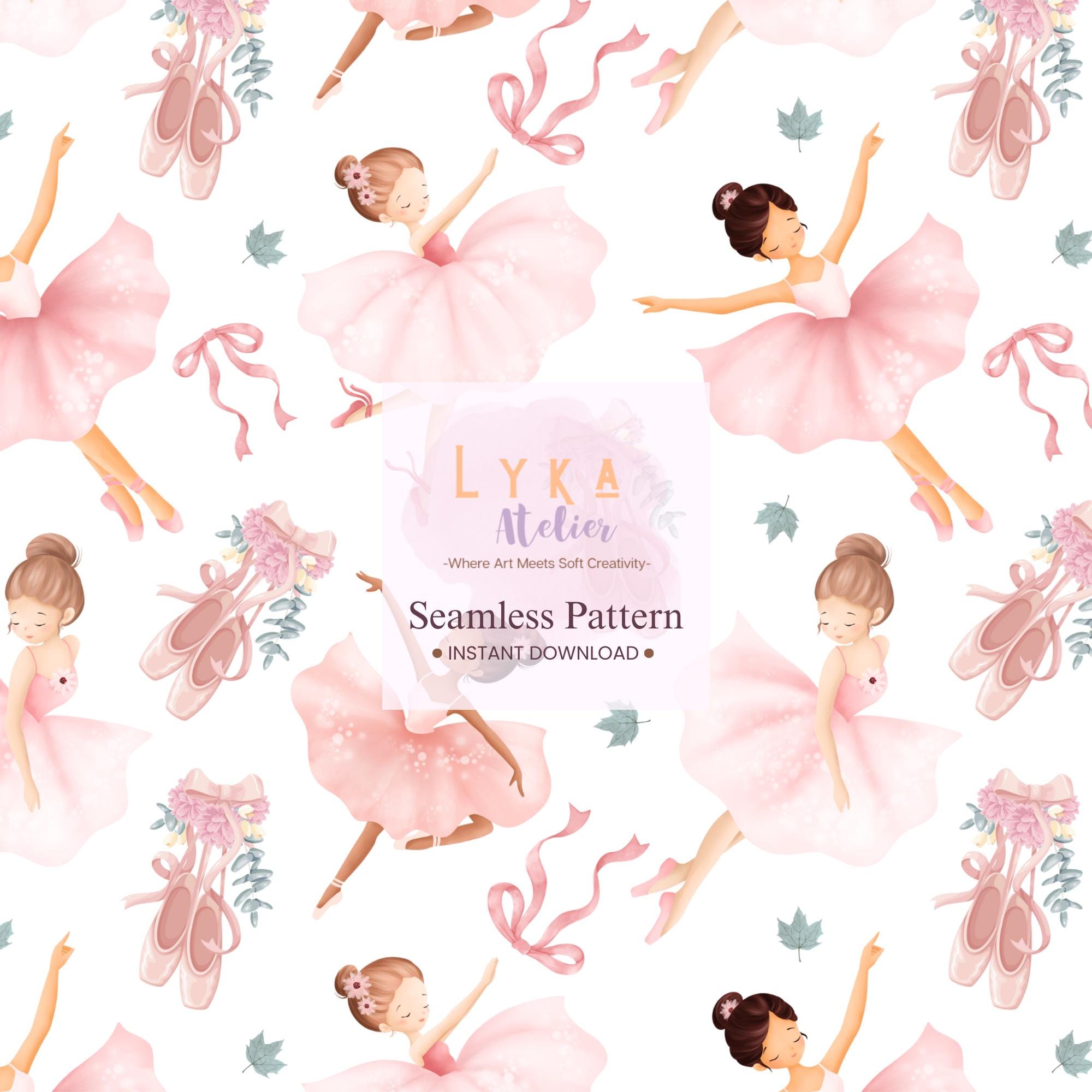 Watercolor Ballerina Seamless Pattern | Ballet Shoes, Pink Ribbon ...