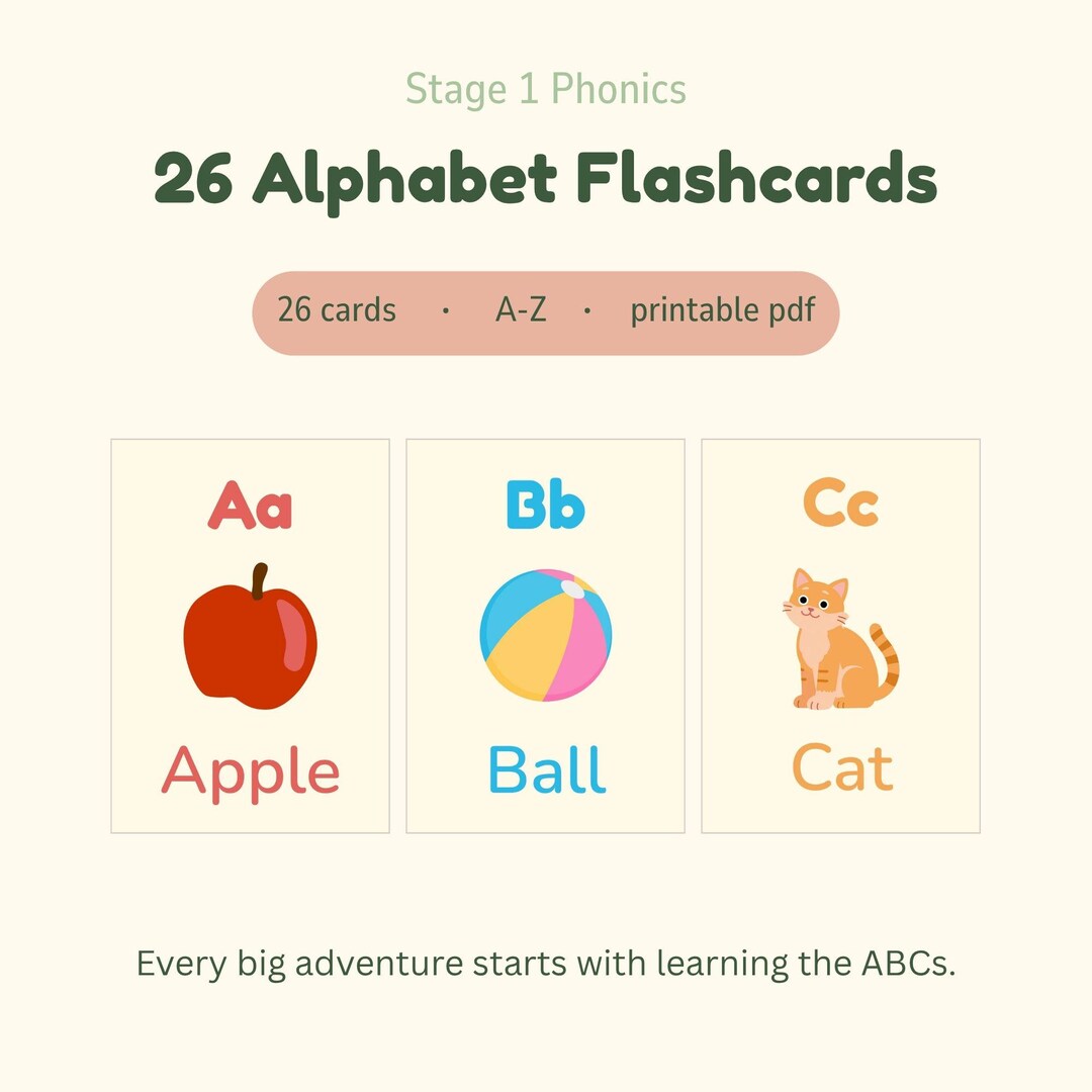 Kids Alphabet Flashcards A-Z | Stage 1, Phonics Aligned Everyday ...