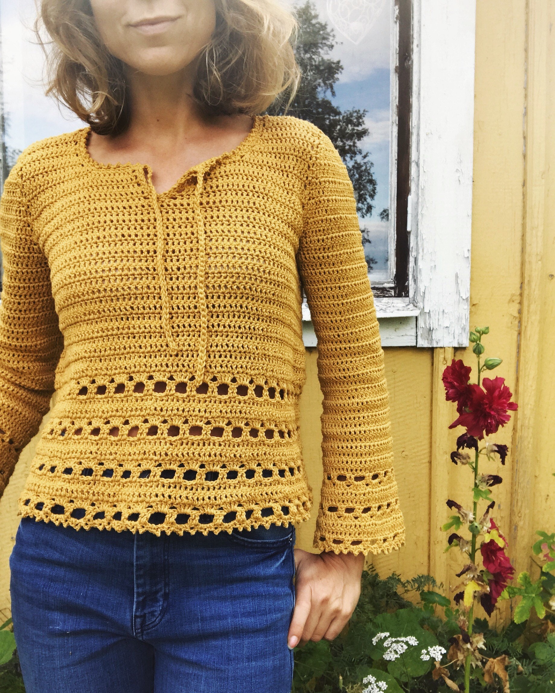 Pdf-file for Crochet PATTERN, Magnolia Shirt, Jumper, Sweater, XS, S, M ...