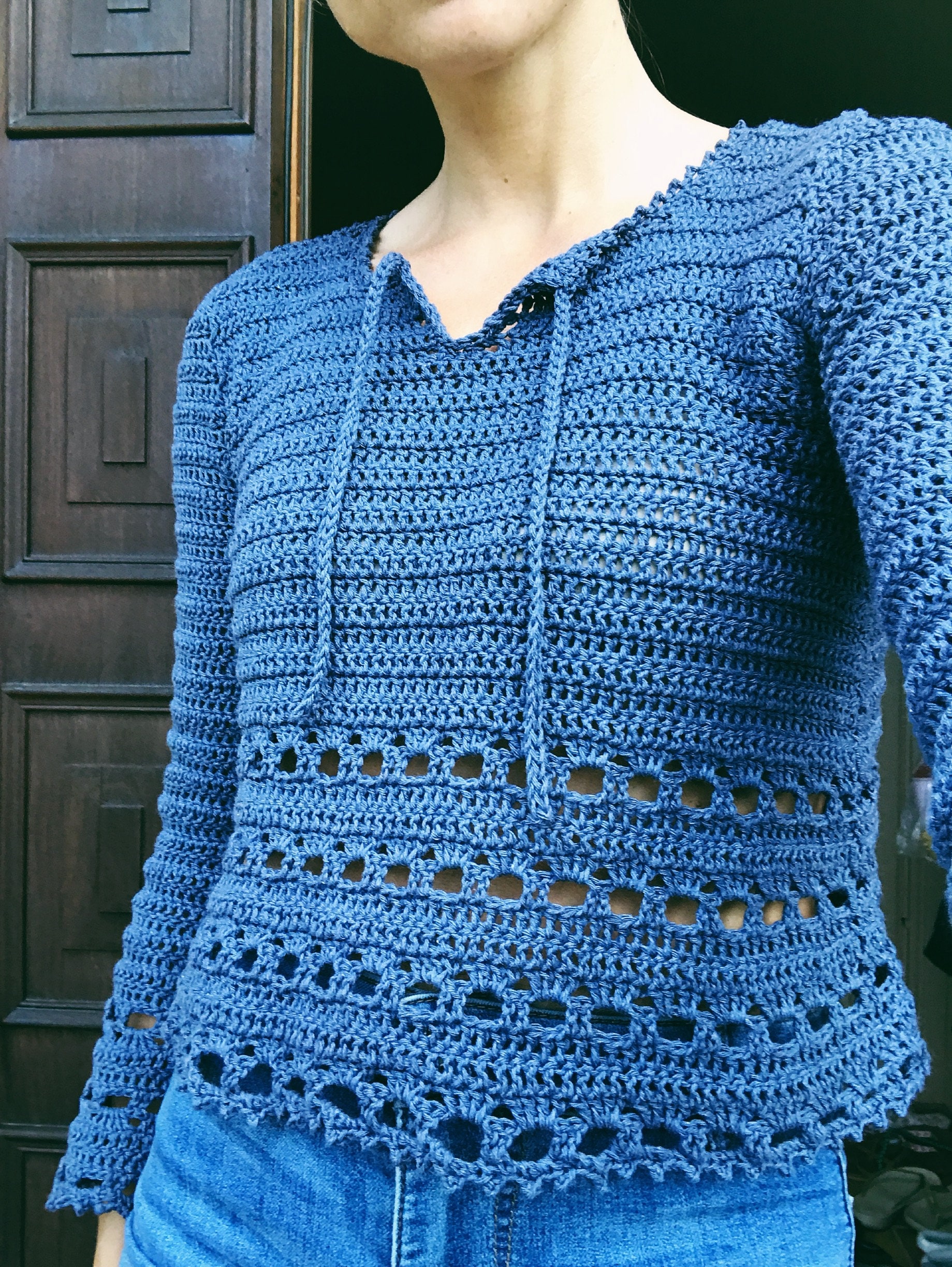 Pdf-file for Crochet PATTERN, Magnolia Shirt, Jumper, Sweater, XS, S, M ...