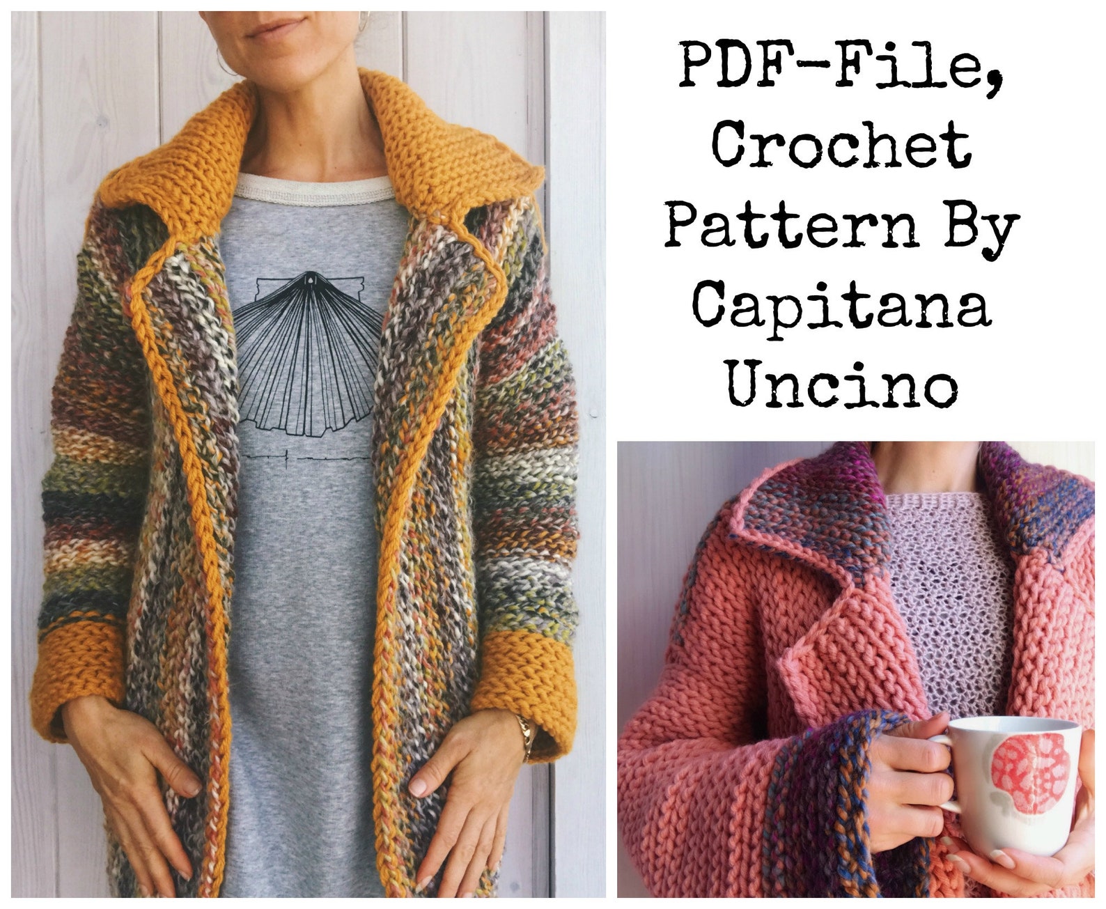 Pdf-file for Crochet PATTERN, Wandering Jane Jacket, 5 Different Sizes ...