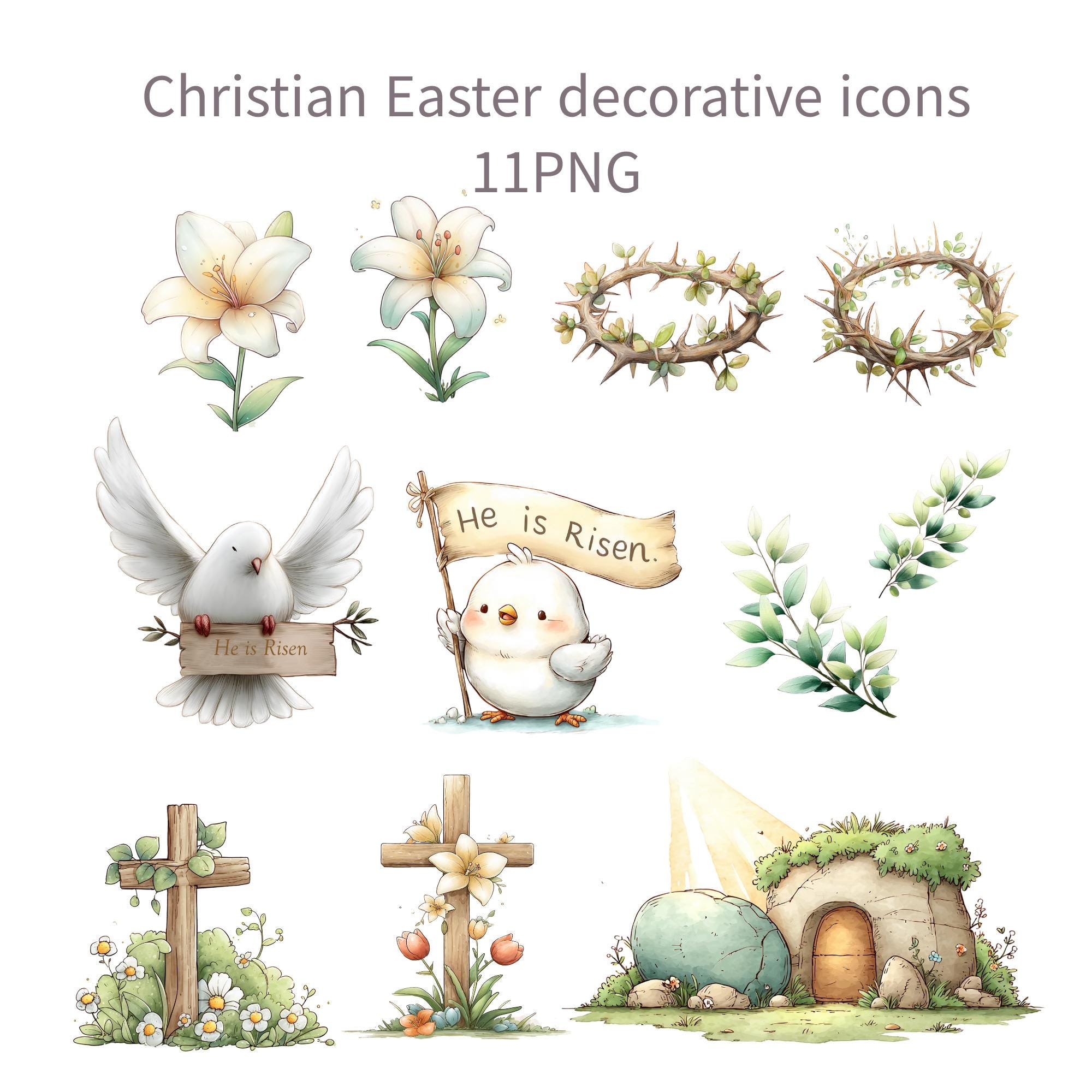 Watercolor Christian Easter Clipart | Jesus, Lamb, Angels (30 PNG 300 ...
