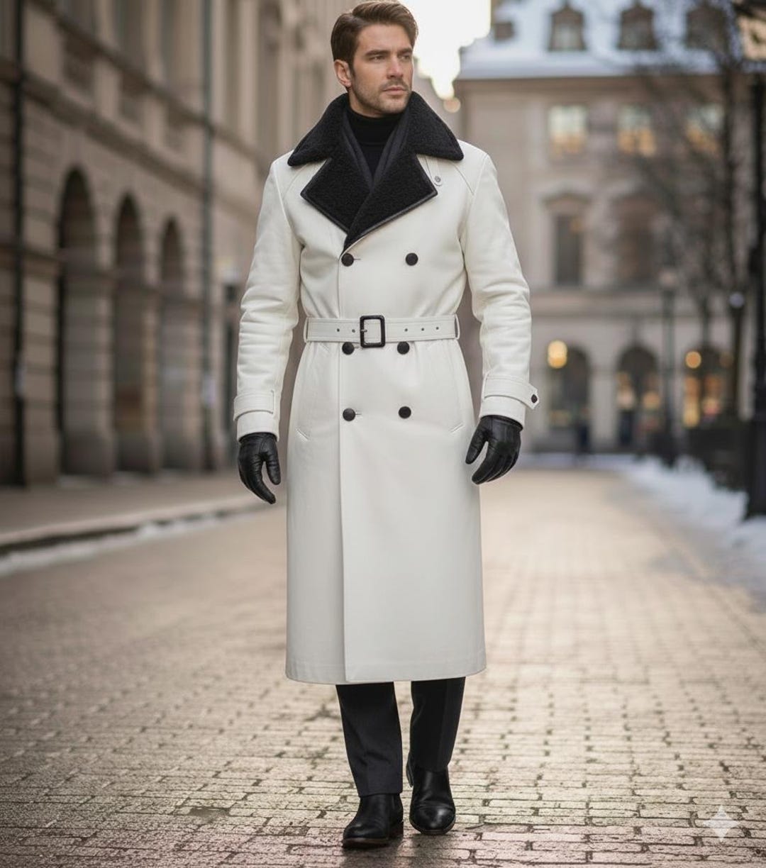 Men's Wool Trench Coat: Royal European Style Faux Fur Overcoat - Etsy