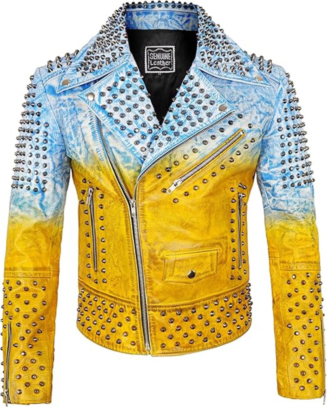 Men's Rockstar Brando Spiked Studded Real Leather Jacket/gothic Punk ...