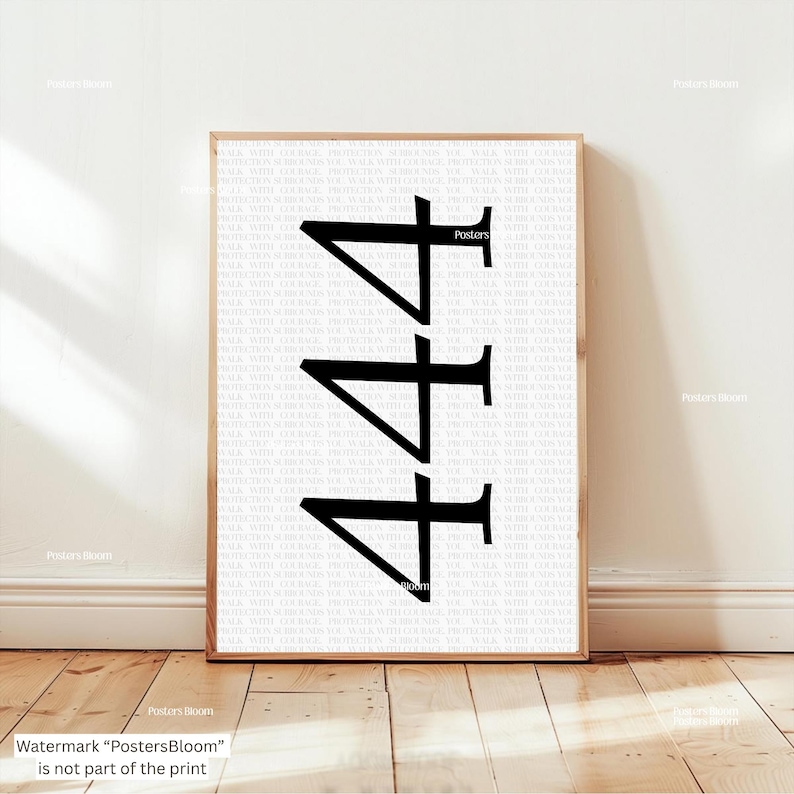 444 Angel Number Poster, Minimalistic Spiritual Wall Art, Numerology ...