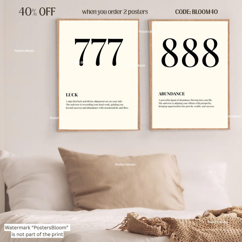 Minimalist 777 Angel Number Poster – Luck, Divine Alignment & Success ...
