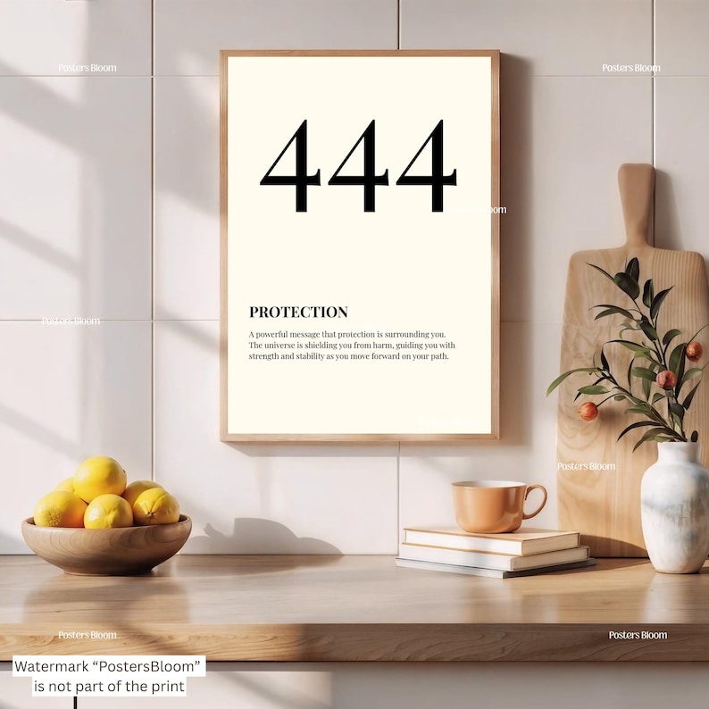 Minimalist 444 Angel Number Poster – Protection, Strength & Stability ...