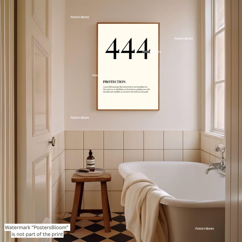 Minimalist 444 Angel Number Poster – Protection, Strength & Stability ...