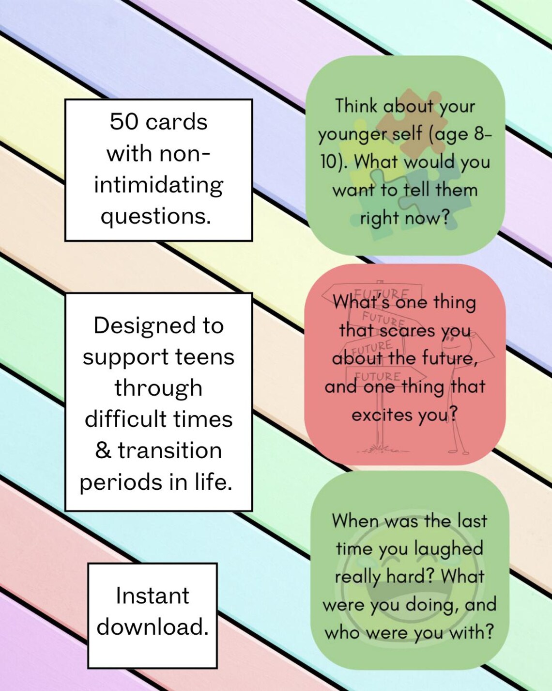 Teen Therapy Cards | 50 Mental Health Conversation Starters (PDF ...