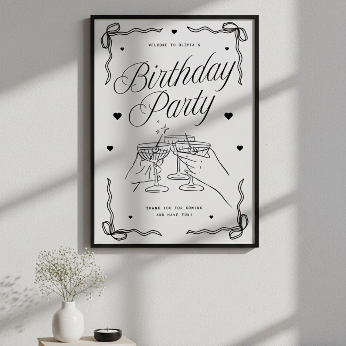 Birthday Party Welcome Sign | Elegant Birth Year Decor | Editable Canva ...