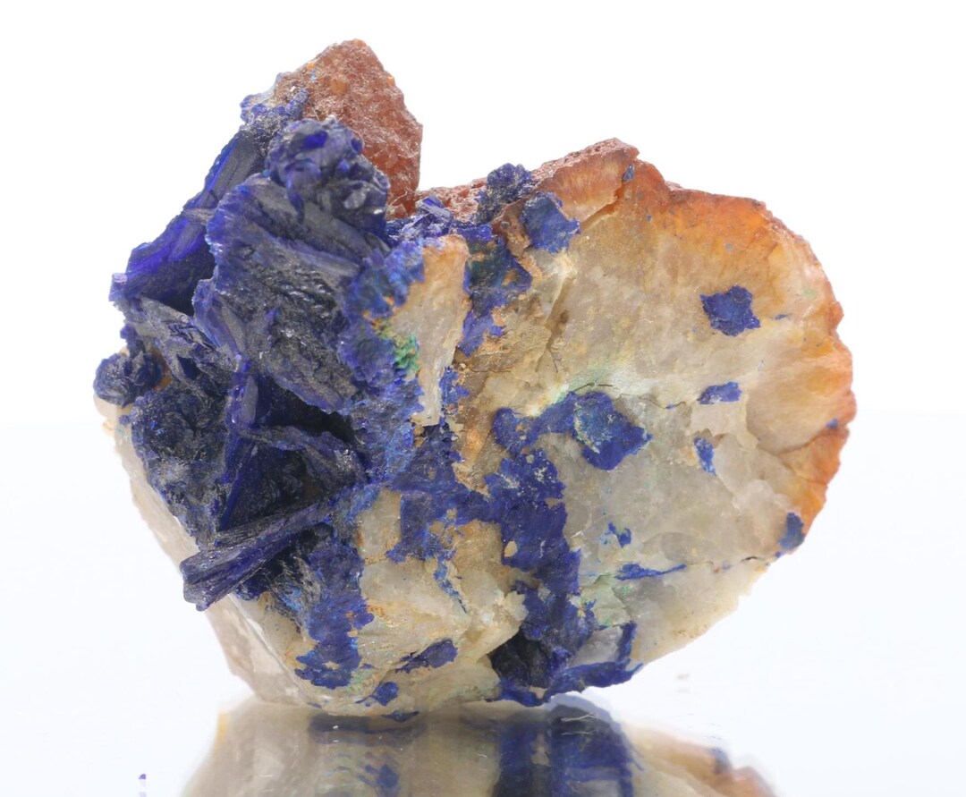 Gemmy Blue Azurite Crystal Cluster Specimen With Malachite and Quartz ...