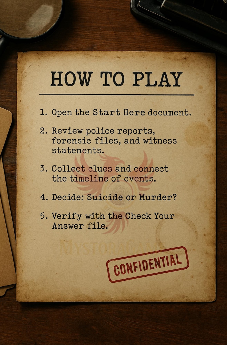 Room 103 Murder Mystery Game | Printable Detective Case File | Escape ...