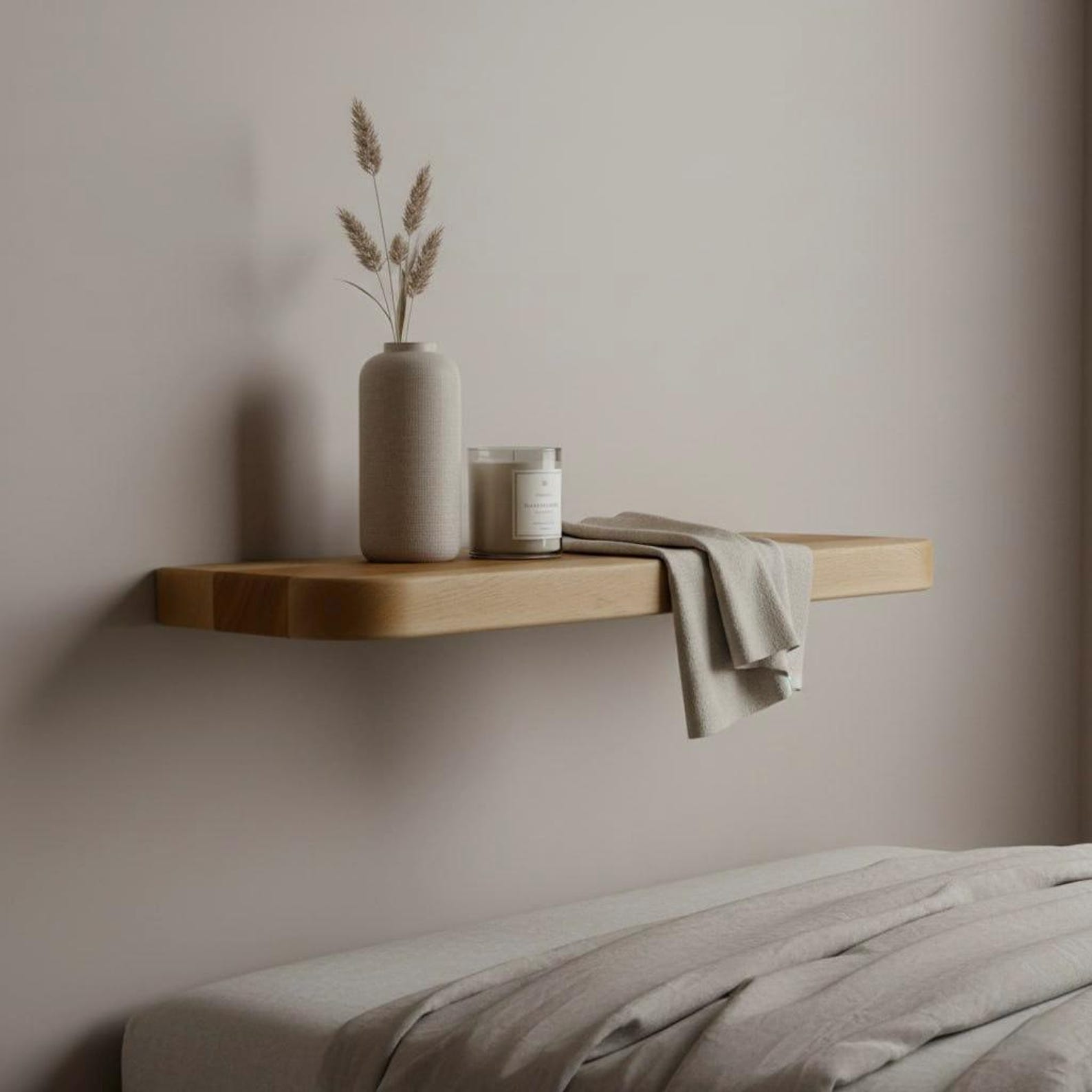 Natural Soft Curve Floating Shelf – Minimalist Solid Wood Wall Shelf ...