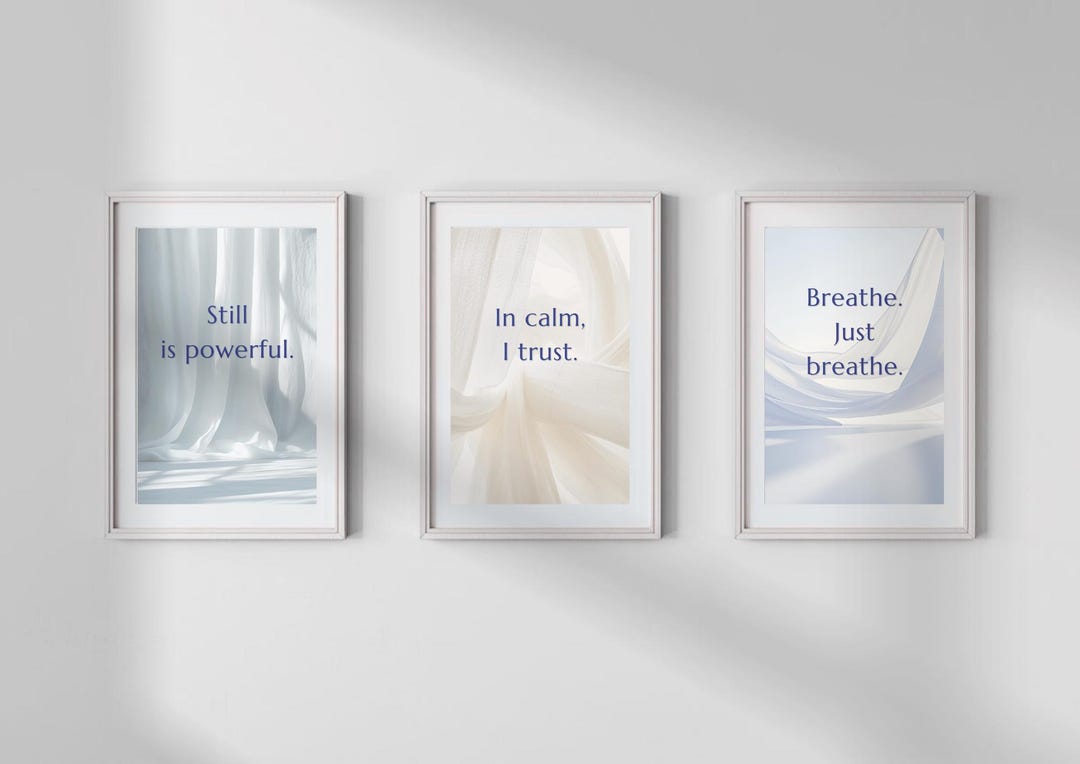 Mindful Calm Wall Art Set | Minimalist Quote Prints | Neutral Printable ...