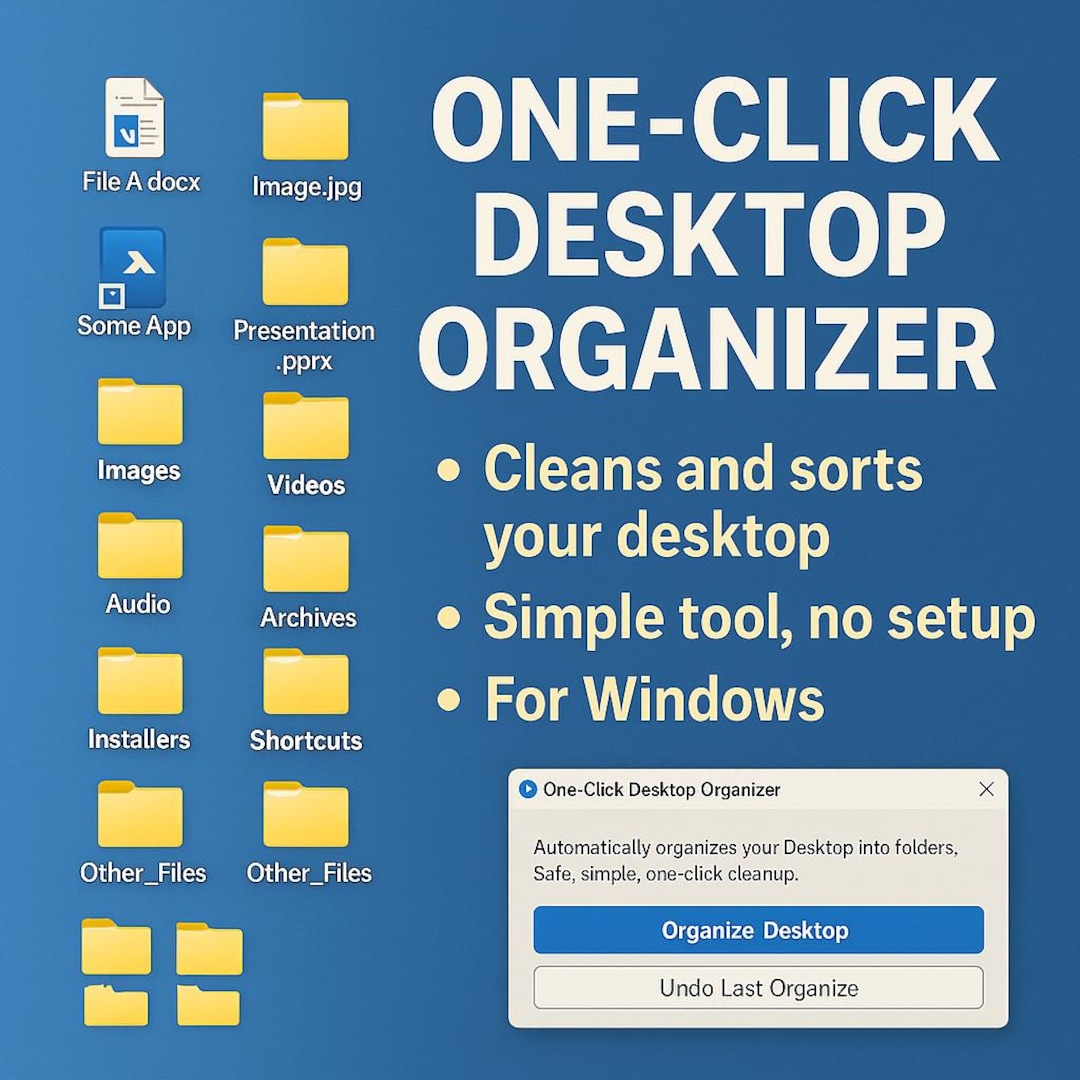 One-click Desktop Organizer • Windows File Sorter • Simple PC Cleanup ...