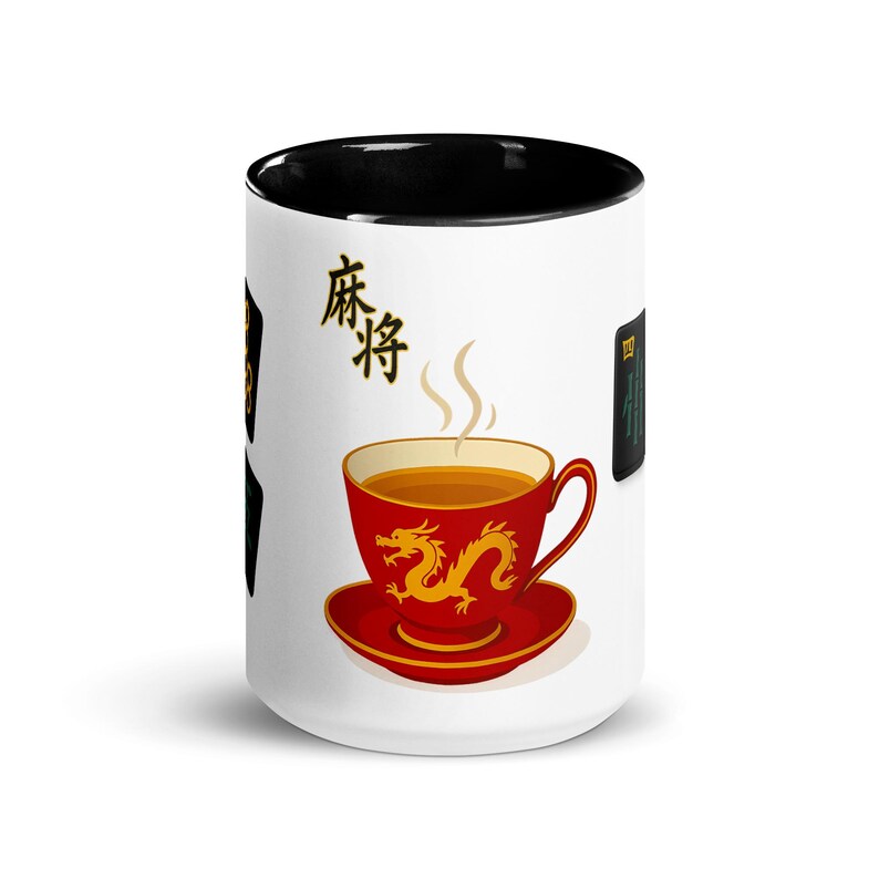 Mahjong Tea Mug – Elegant Tiles & Dragon Design, Game Lover Gift - Etsy