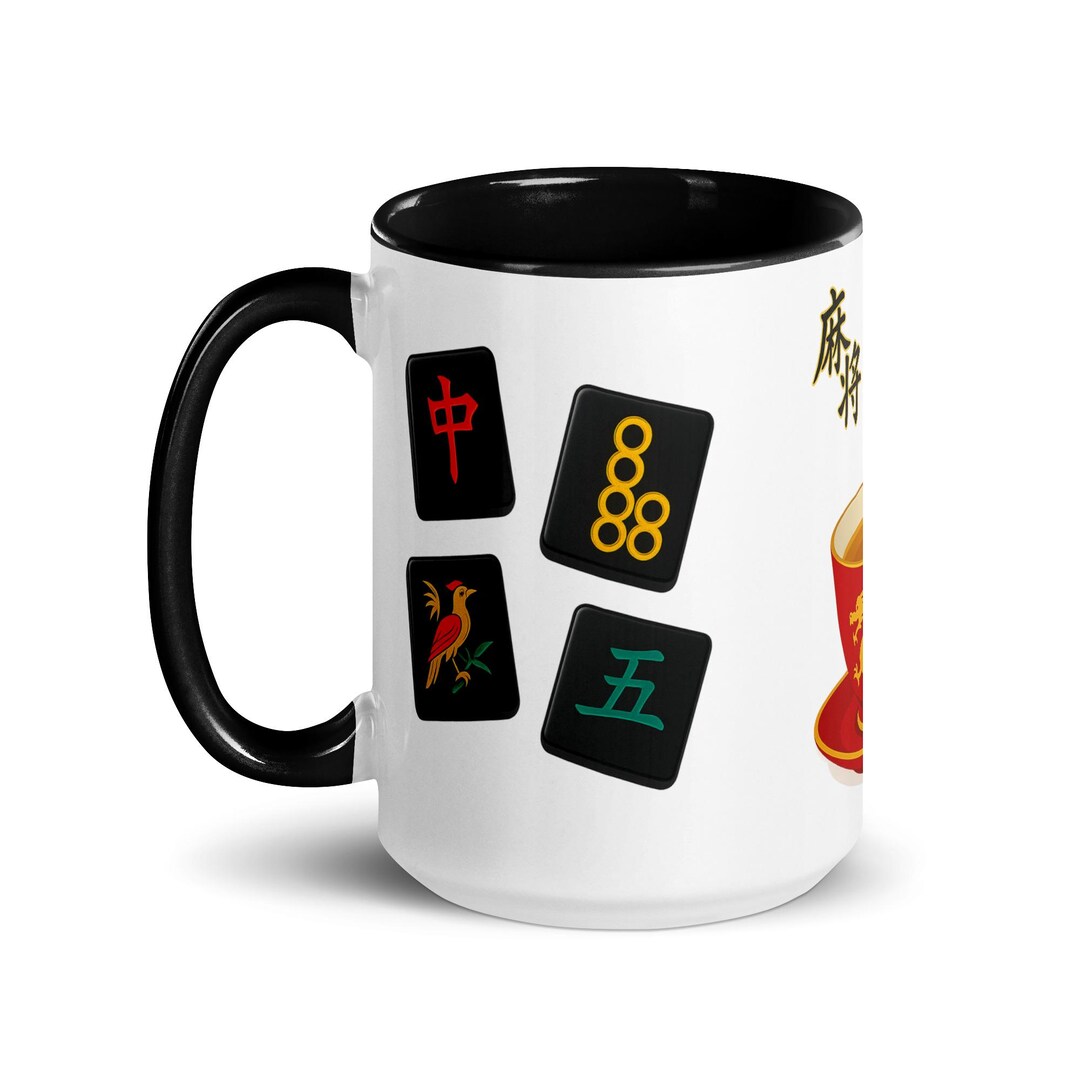 Mahjong Tea Mug – Elegant Tiles & Dragon Design, Game Lover Gift - Etsy