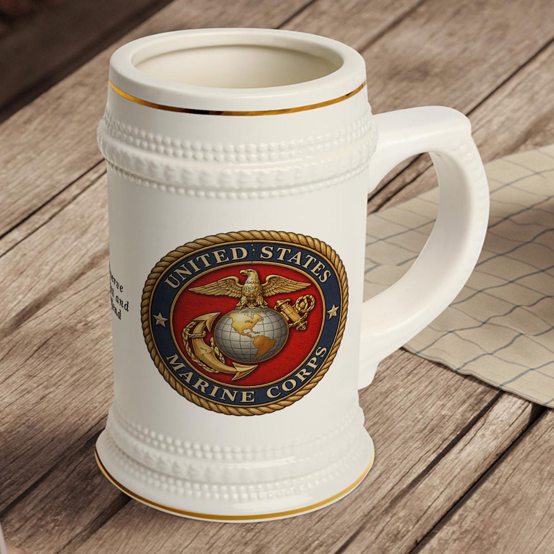 US Marine Corps Beer Stein Mug Military Gift for Marines, USMC Veteran ...