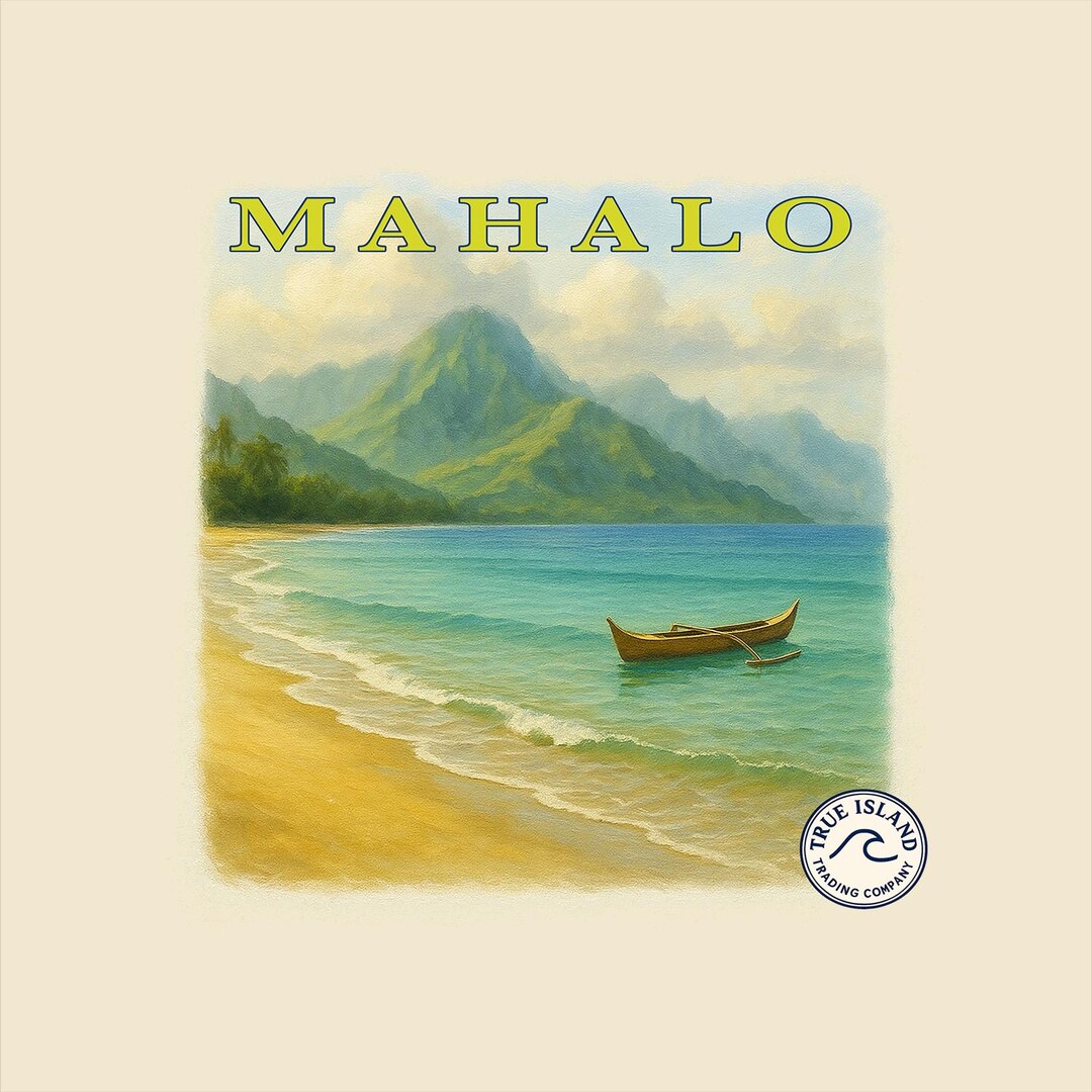 Mahalo Hawaii Canoe Tee, Vintage Poster Style Comfort Colors Shirt - Etsy