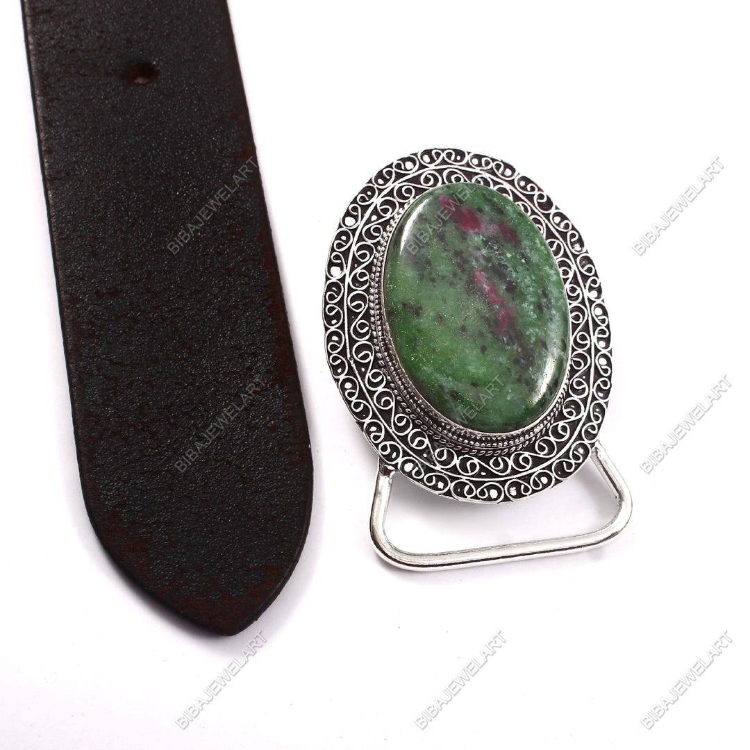 Ruby Zoisite Gemstone Belt Buckle – Handmade Gemstone Accessory for Men ...