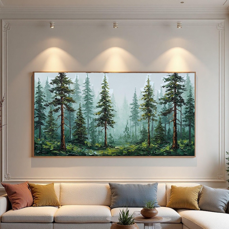 Original Oil Painting Impasto Forest Art, Landscape Painting, Textured ...