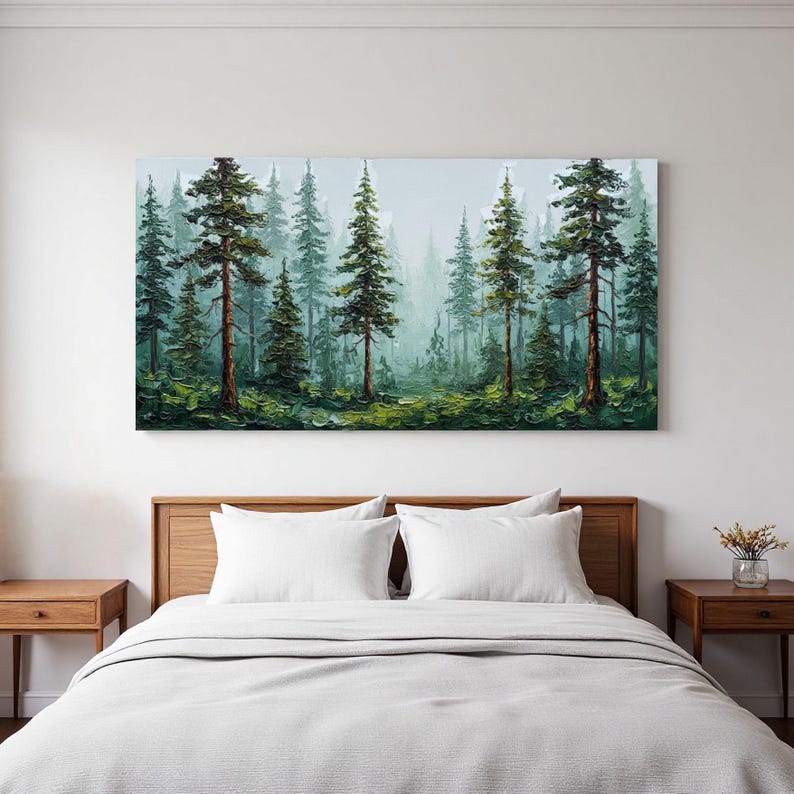 Original Oil Painting Impasto Forest Art, Landscape Painting, Textured ...
