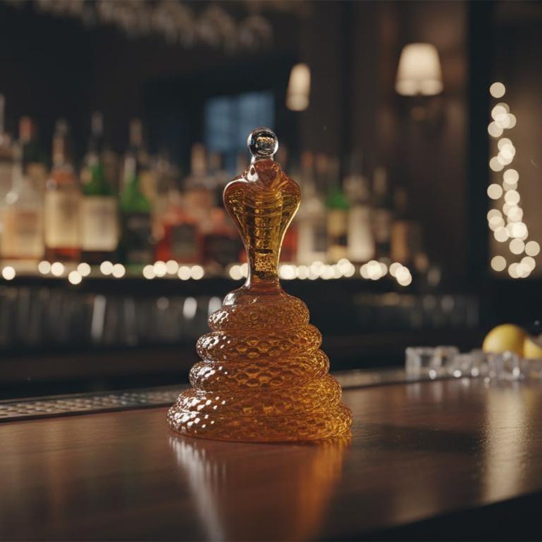 1000 Ml Snake Glass Decanter With Crystal Stopper – Sculptural Amber ...