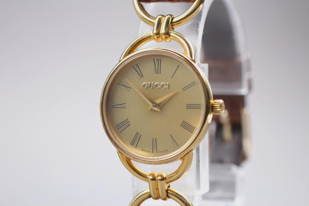 GUCCI 6000.2.L Gold Dial 29mm Roman Quartz Women's Watch From Japan ...