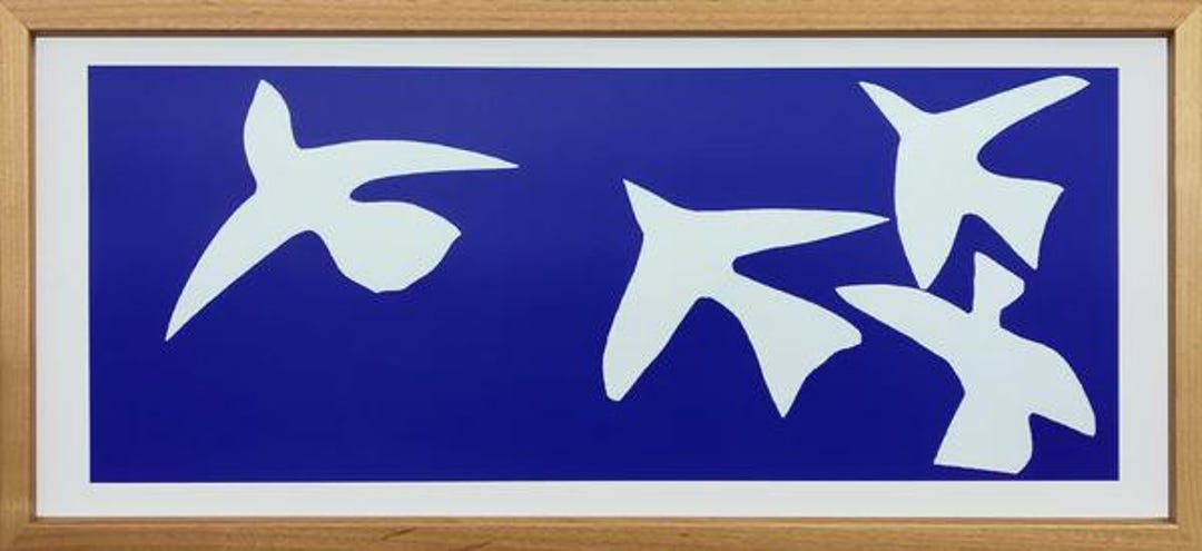 Henri Matisse "les Oiseaux" Framed Print - Blue Birds Cutout - Large ...