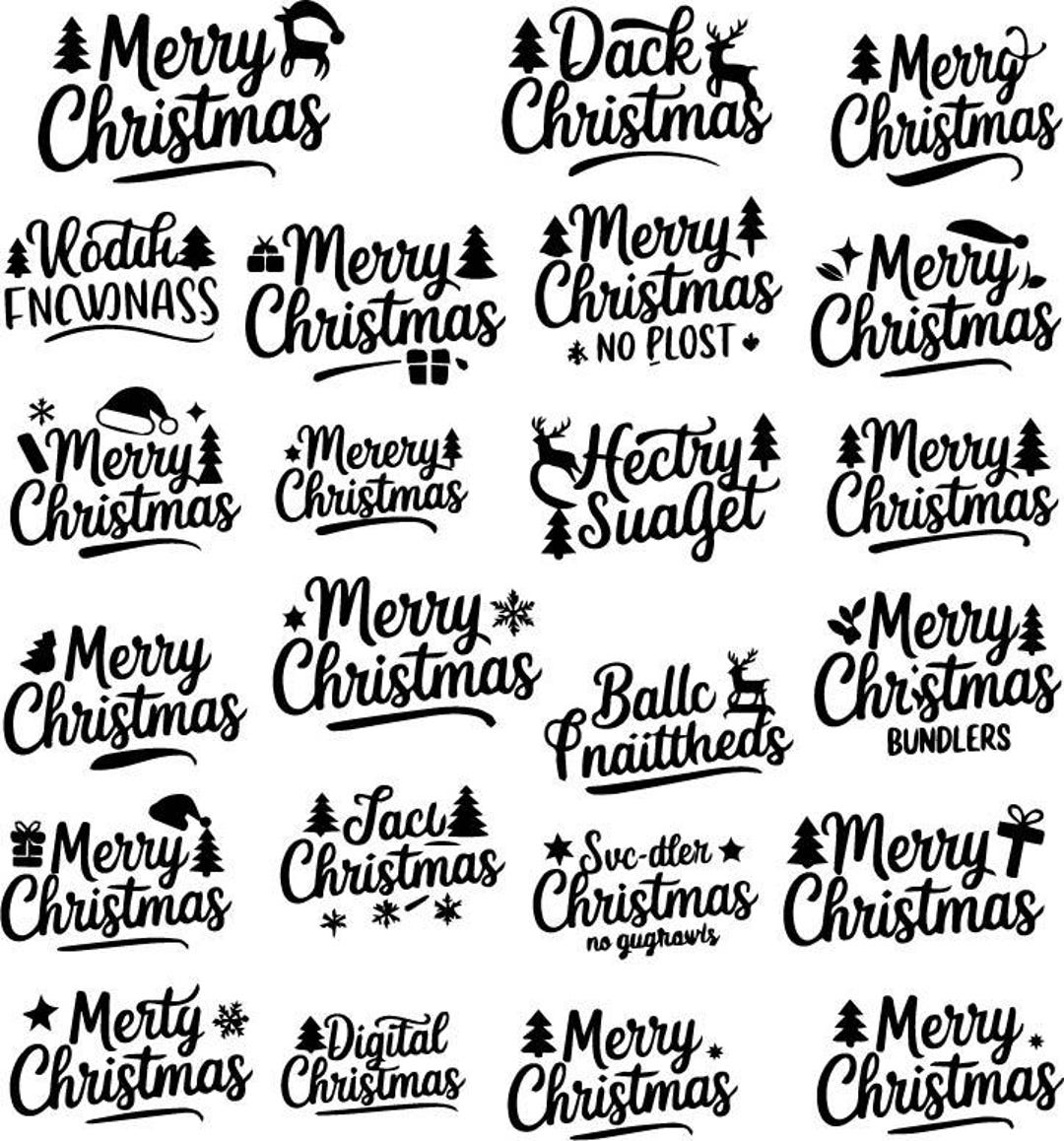 Merry Christmas Text SVG Bundle, Holiday Lettering (digital Download ...
