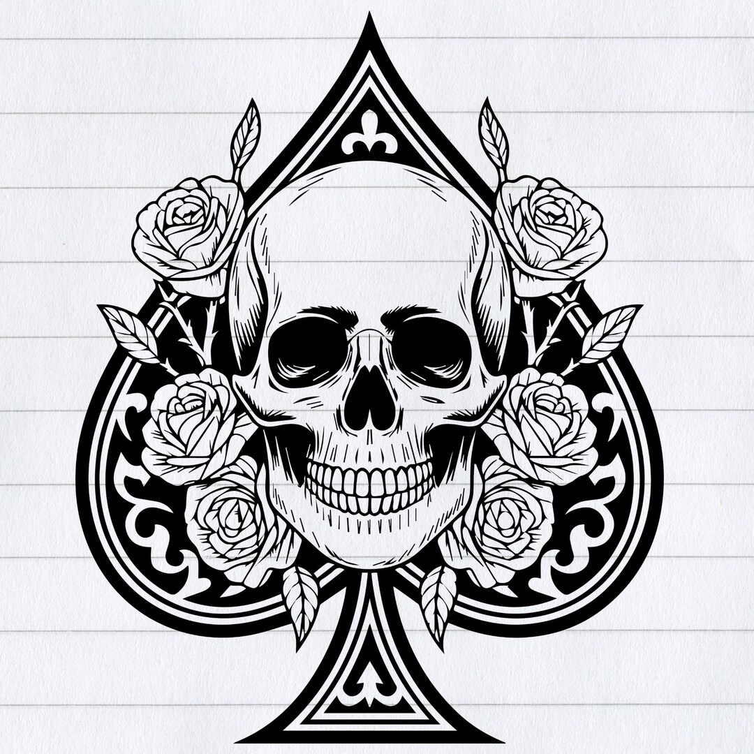 Ace of Spades Skull Vector Illustration, Skull SVG, Skull PNG, JPG ...