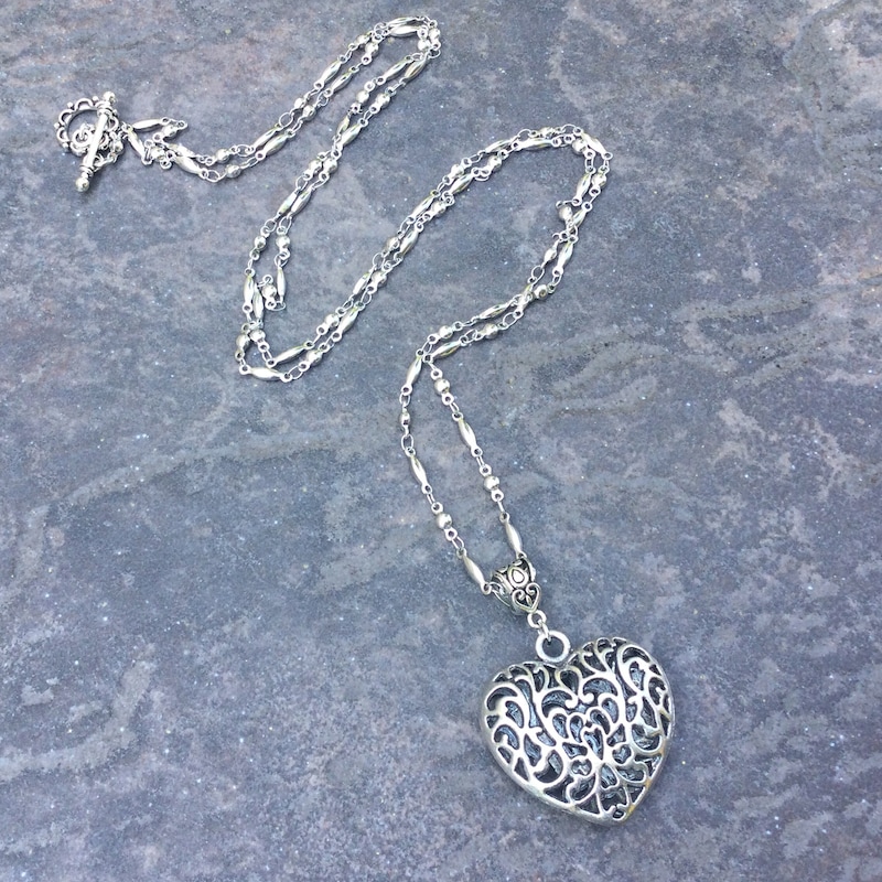 Long Heart Chain Necklace - Etsy