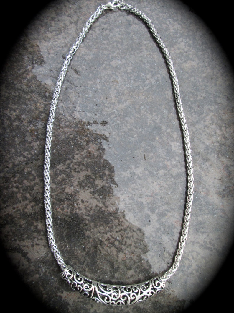Silver Filigree Necklace With Foxtail Chain 18 1/2" or Your Choice ...