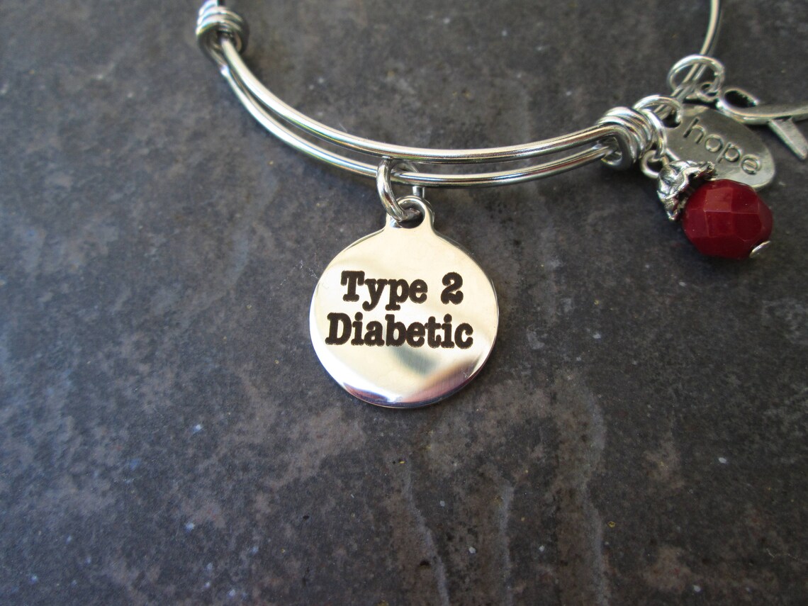 Type 2 Diabetic Adjustable Stainless Steel Bangle Bracelet With Hope ...