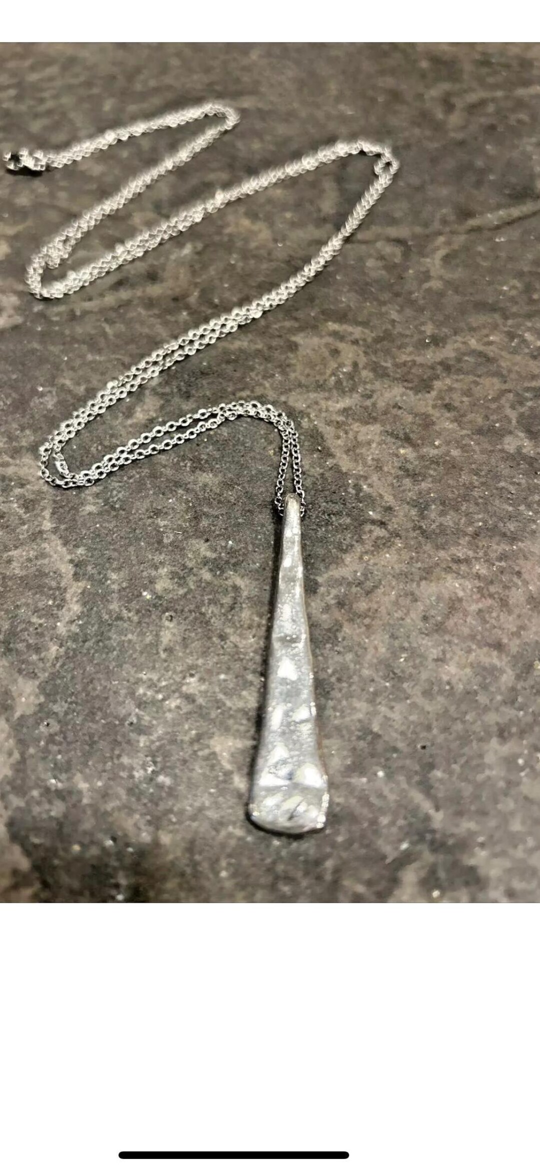 Extra Long Silver Bar Pendant Necklace With Stainless Steel Chain 36 ...