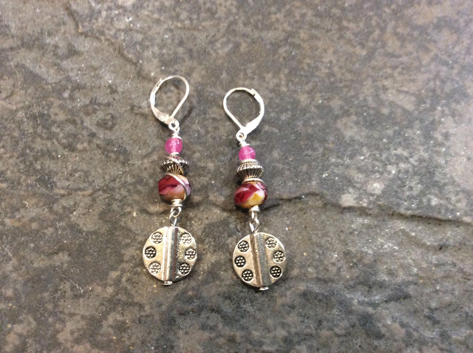 Pink Dangle Earrings With Leverback Closures and Karen Hill - Etsy