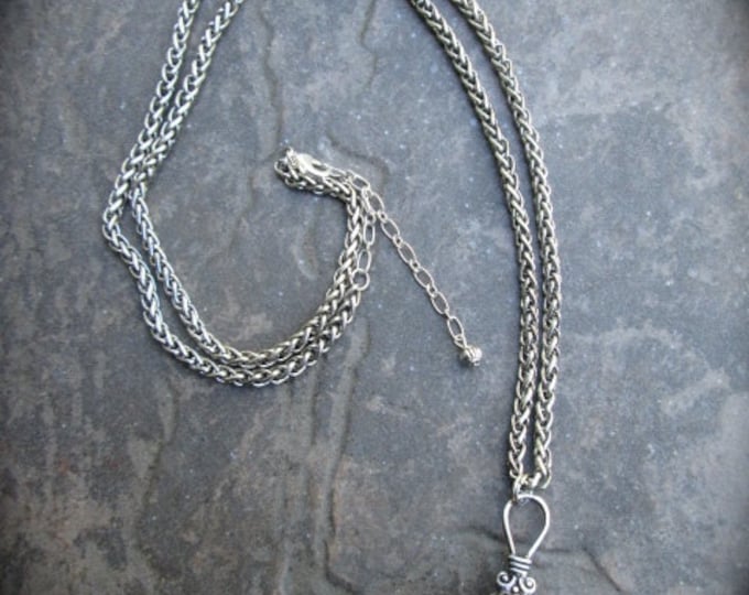 Extra Long Filigree Necklace With Puffed Silver Ball Pendant - Etsy