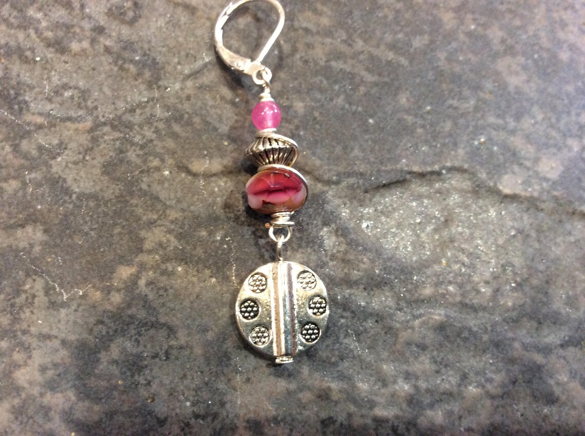 Pink Dangle Earrings With Leverback Closures and Karen Hill - Etsy