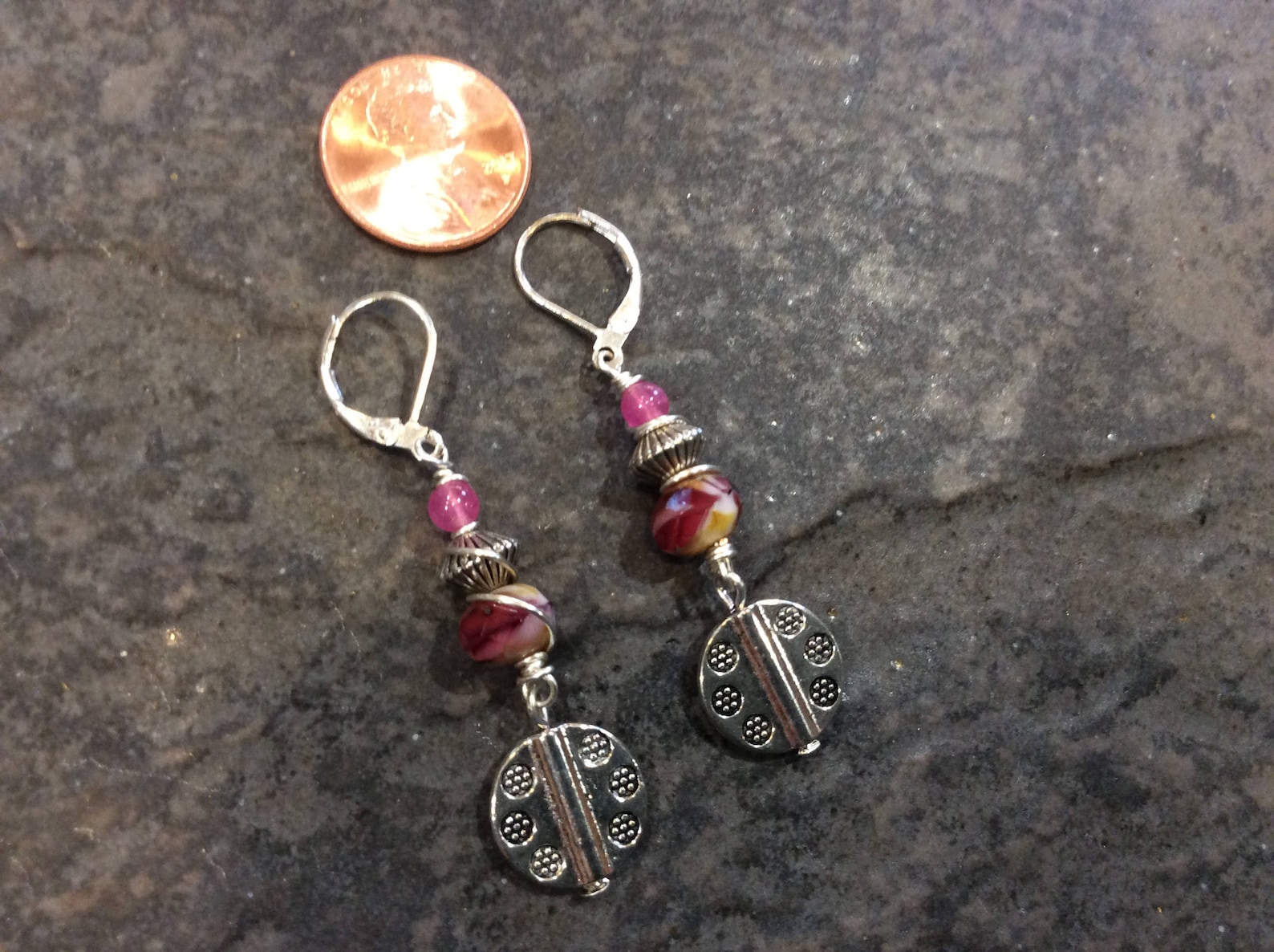 Pink Dangle Earrings With Leverback Closures and Karen Hill - Etsy