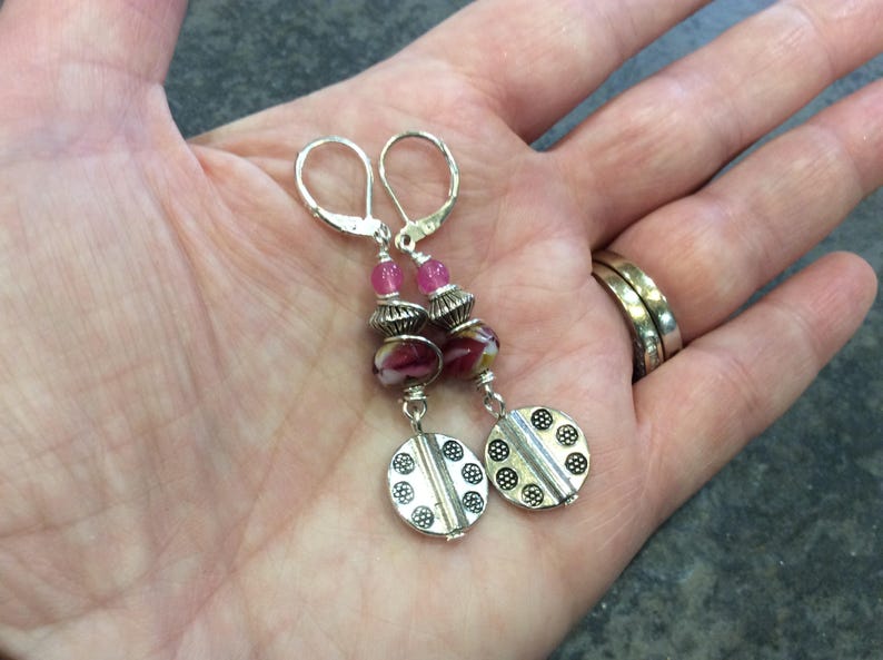 Pink Dangle Earrings With Leverback Closures and Karen Hill - Etsy