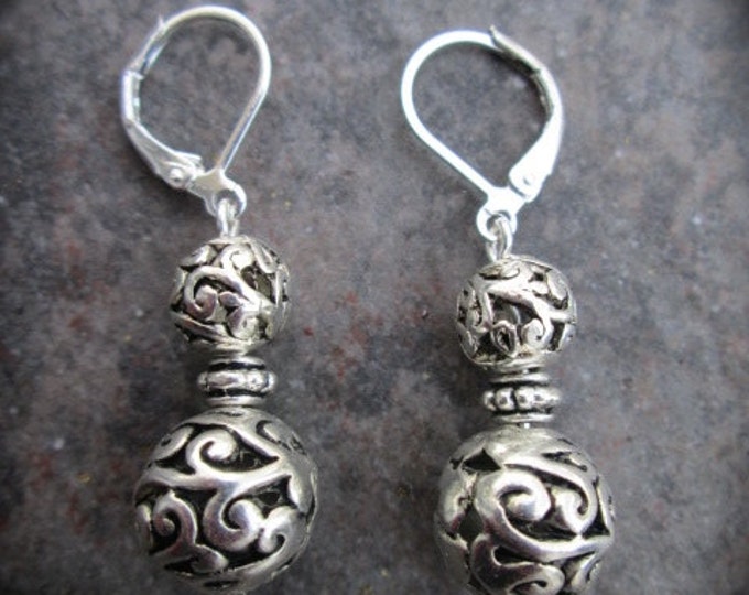 Silver Filigree Ball Earrings With Choice of Sterling Silver or Silver ...