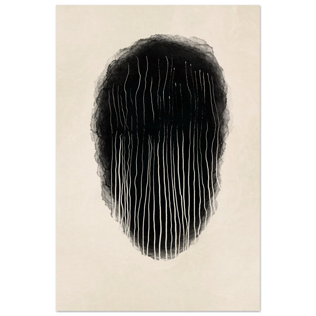 OBSIDIAN VEIL Minimalist Abstract Line Art | Black & Off-white Fine Art ...