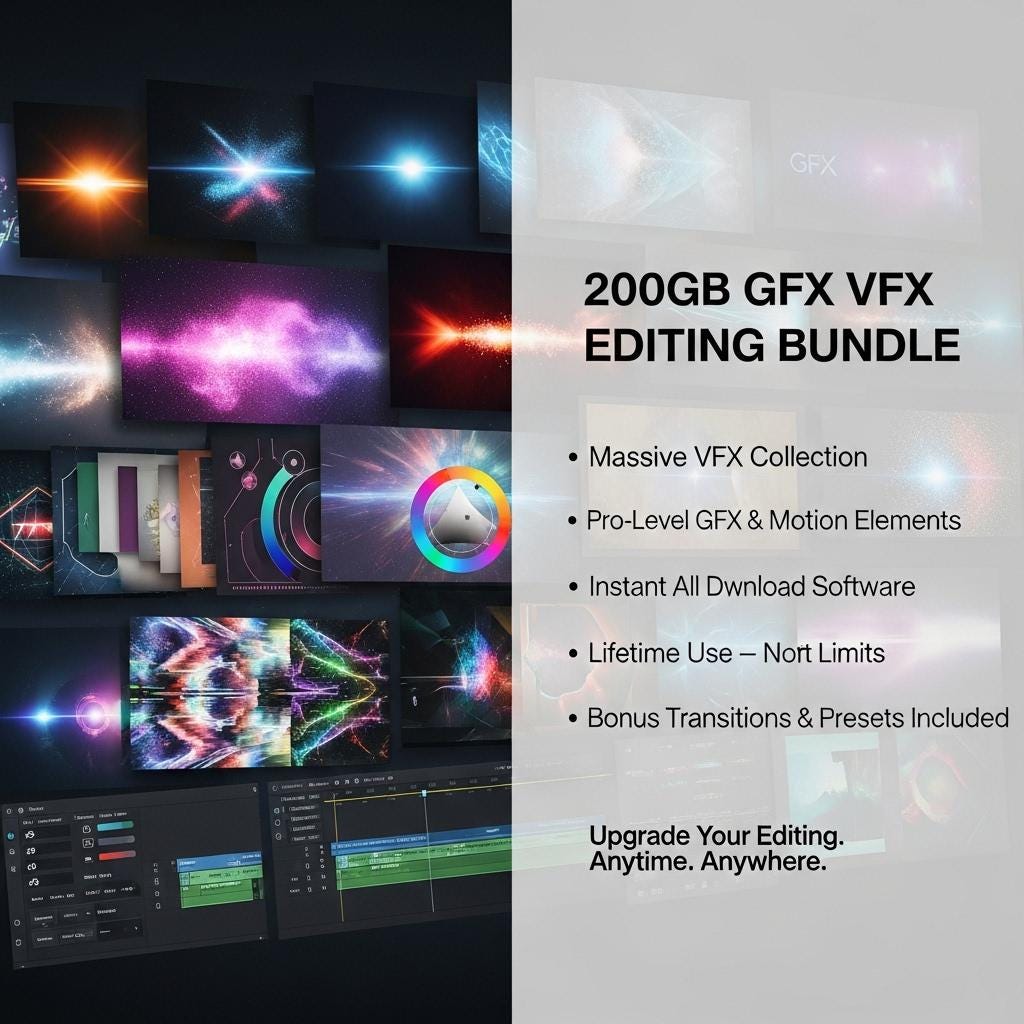 200GB GFX VFX Editing Bundle | Transitions, Overlays, FX Packs,motion Graphics, Video Editing ...