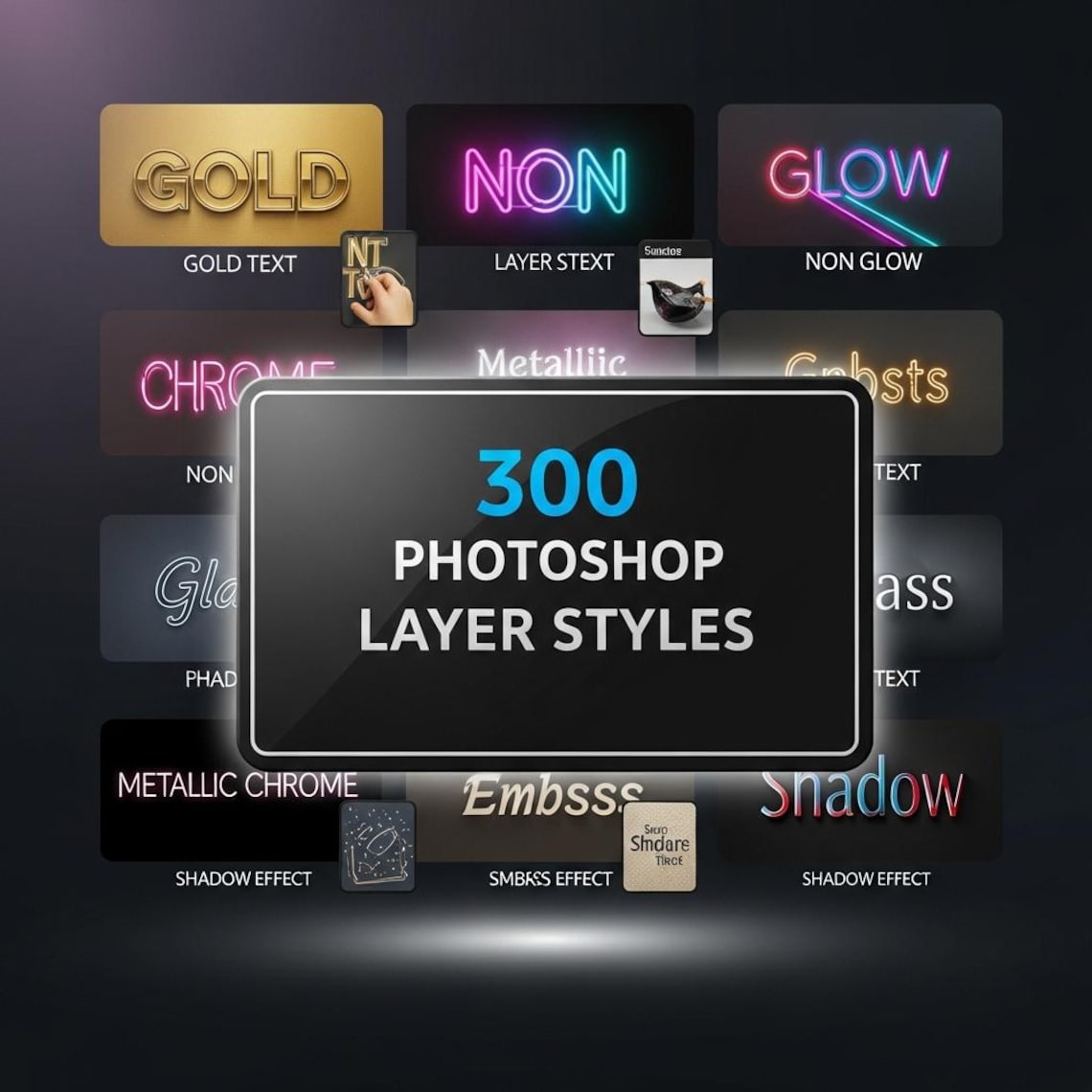 300 Photoshop Layer Styles | Text Effects, Neon, Metallic (PSD) - Etsy
