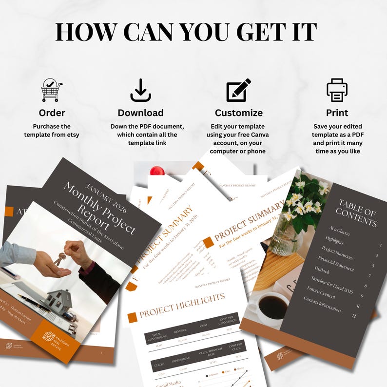 2026 Monthly Project Report Planner | Construction Status Tracker for ...