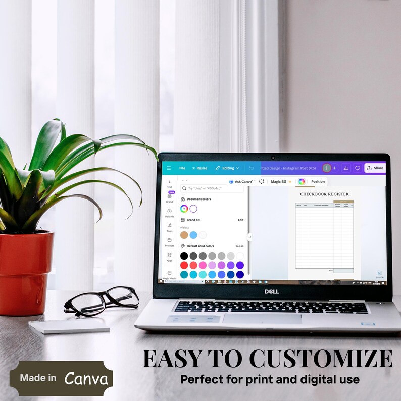 Checkbook Register Printable, Editable Canva Template, Budget Tracker ...