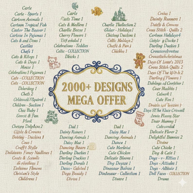 Mega Machine Embroidery Designs Bundle 2000+ Patterns Instant Digital ...