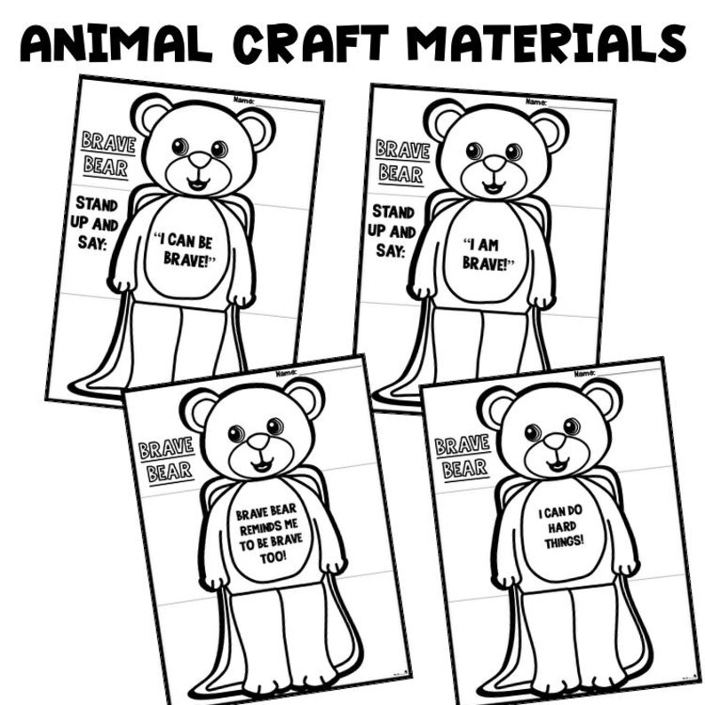 Bravery Craft for Kids | Printable Bear Character Education Activity ...