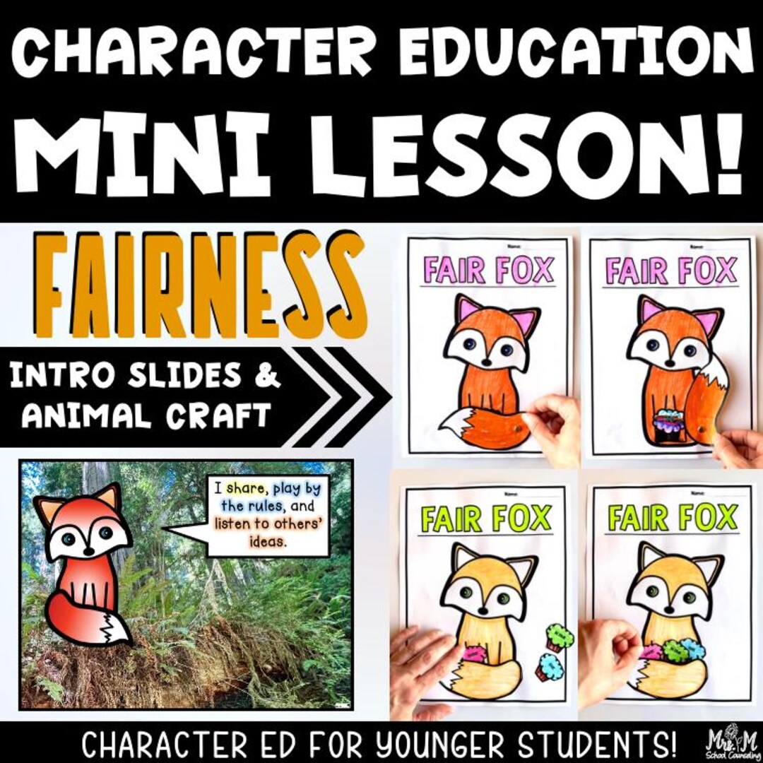 Fairness Craft for Kids | Printable Fox Character Education Activity ...