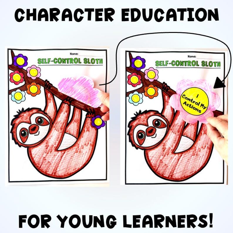 Self-control Sloth Craft | Character Education Activity (digital ...